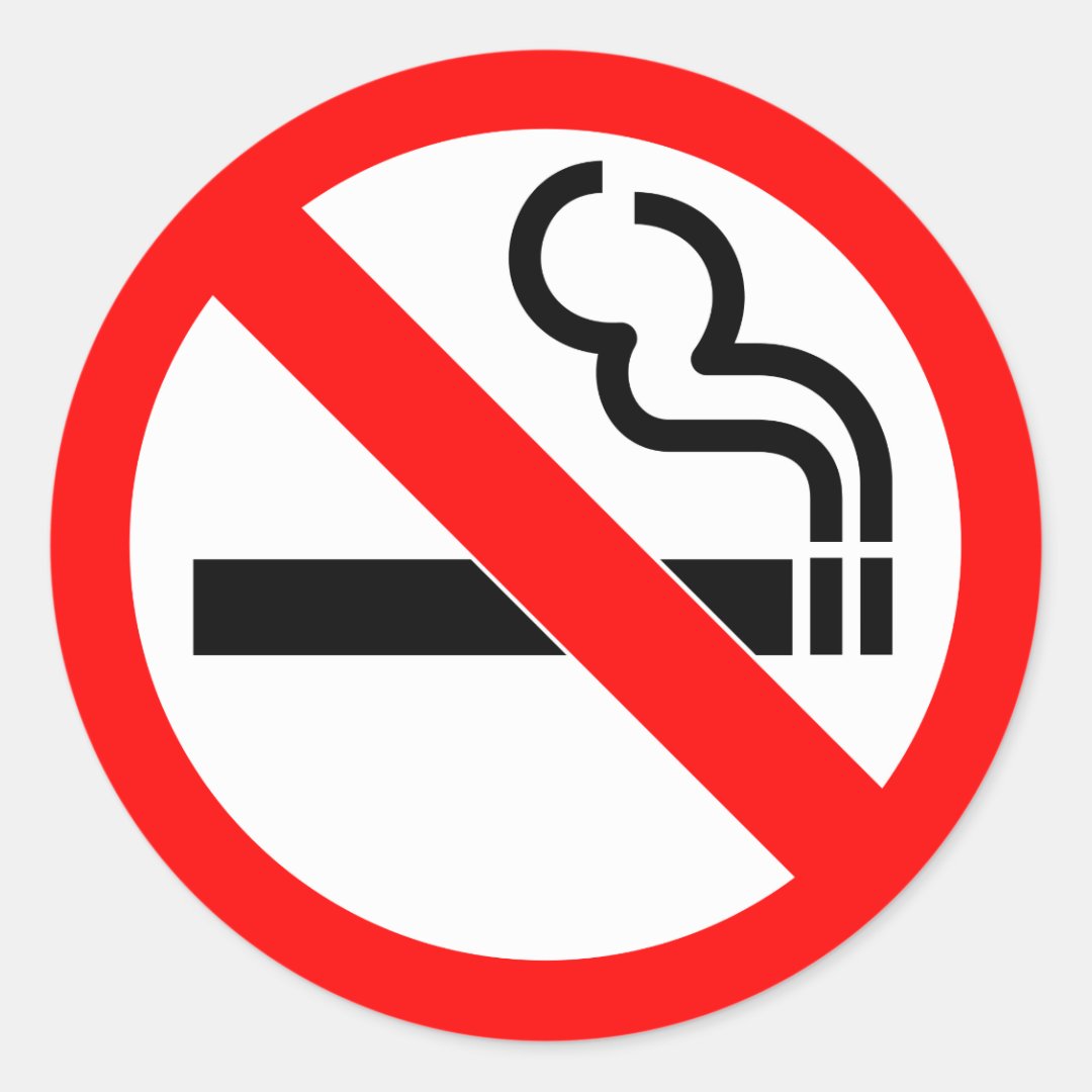 International official symbol no smoking sign classic round sticker ...