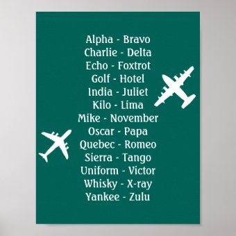 International Phonetic Alphabet Airplane Aviation Poster | Zazzle
