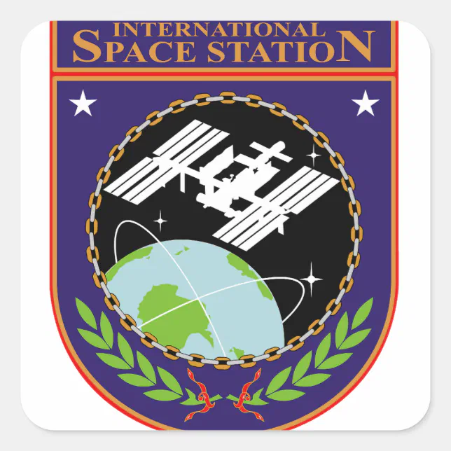 International Space Station Insignia Logo Square Sticker | Zazzle
