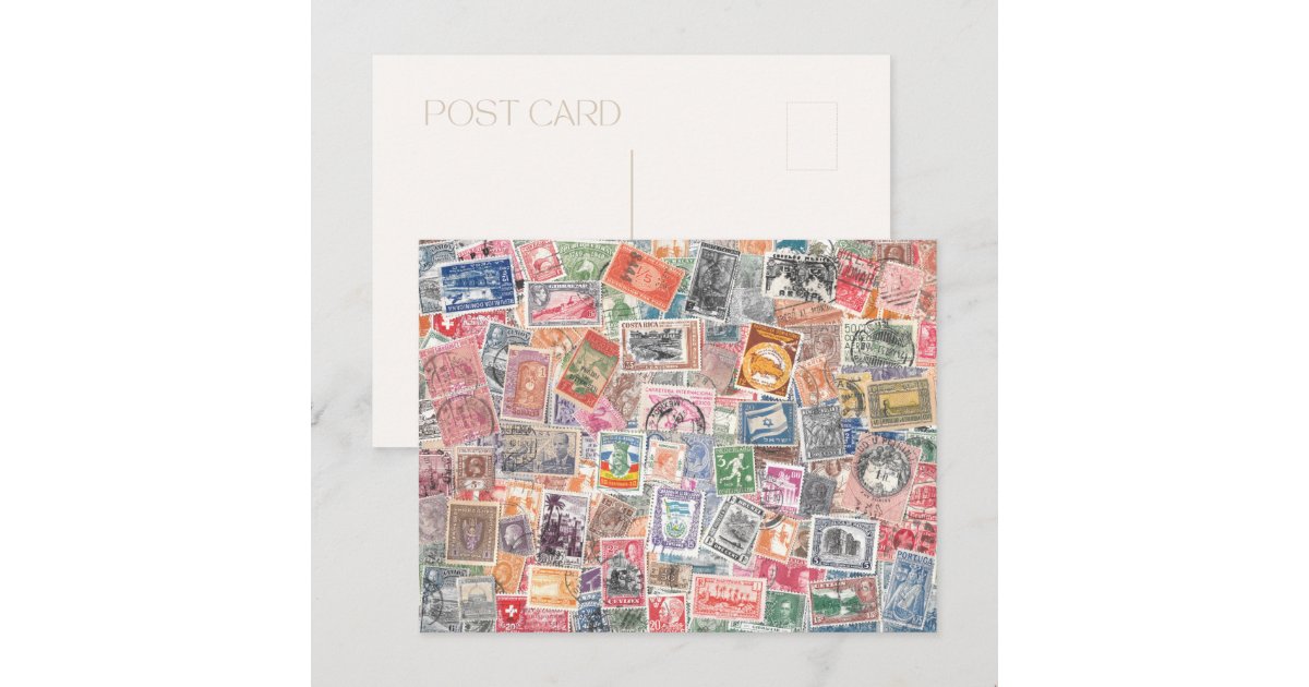 International Vintage Stamp Collection Postcard | Zazzle