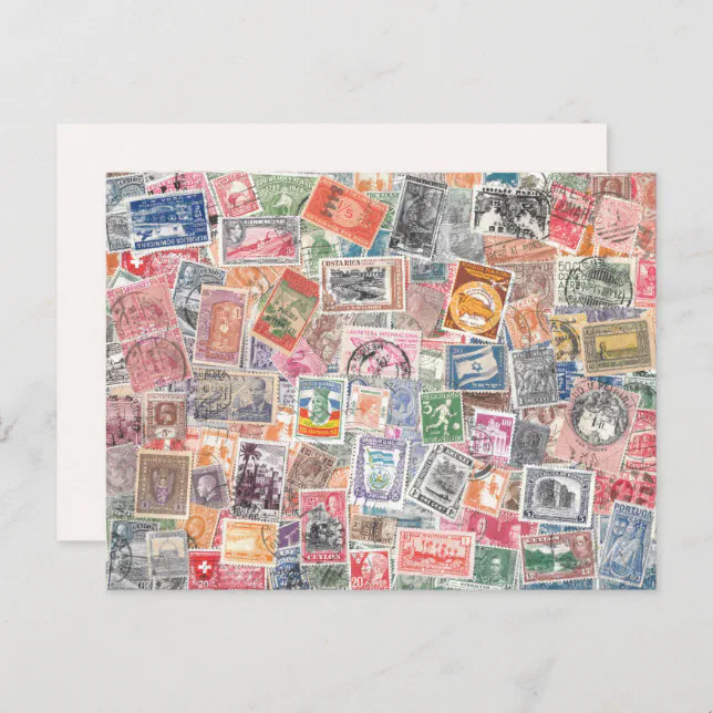 International Vintage Stamp Collection Postcard | Zazzle