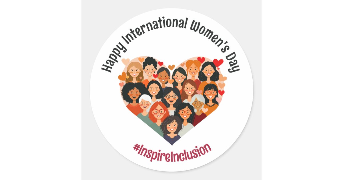 International Women's Day | IWD March 8 | Heart Classic Round Sticker ...