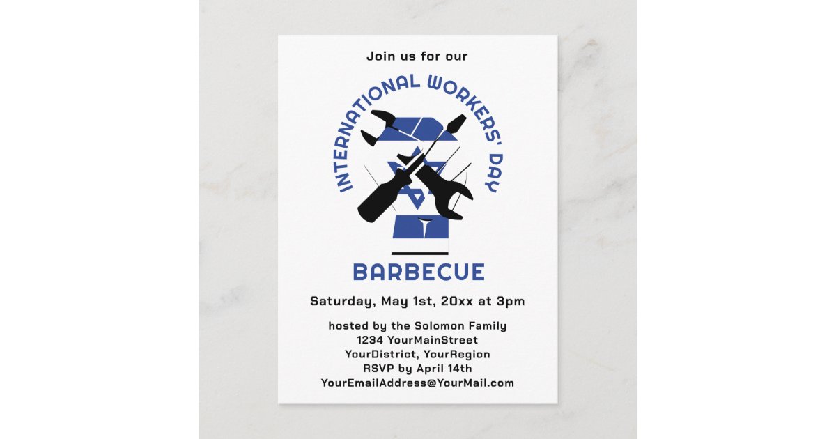 International Workers ISRAEL LABOR DAY Barbecue Invitation Postcard ...