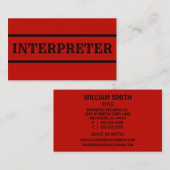 Interpreter Business Card | Zazzle