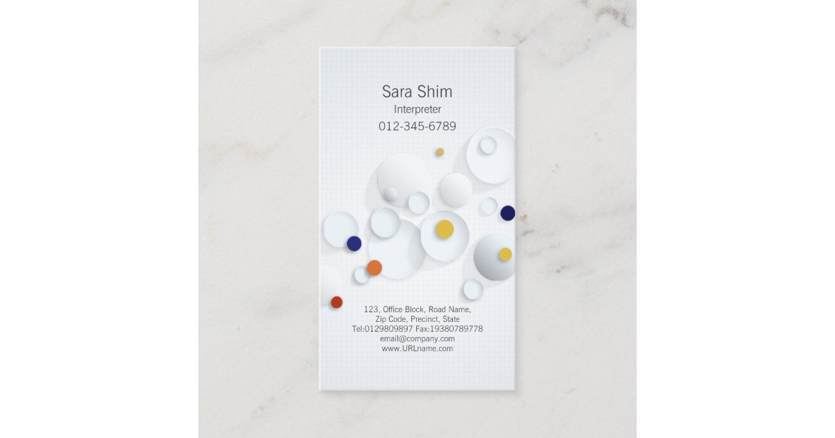Interpreter Business Card 3D Dots Scatter | Zazzle