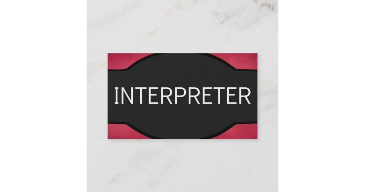 Interpreter Elegant Name Plate Business Card | Zazzle