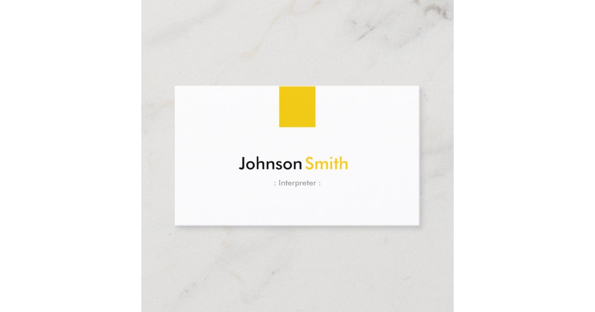 Interpreter - Simple Amber Yellow Business Card | Zazzle