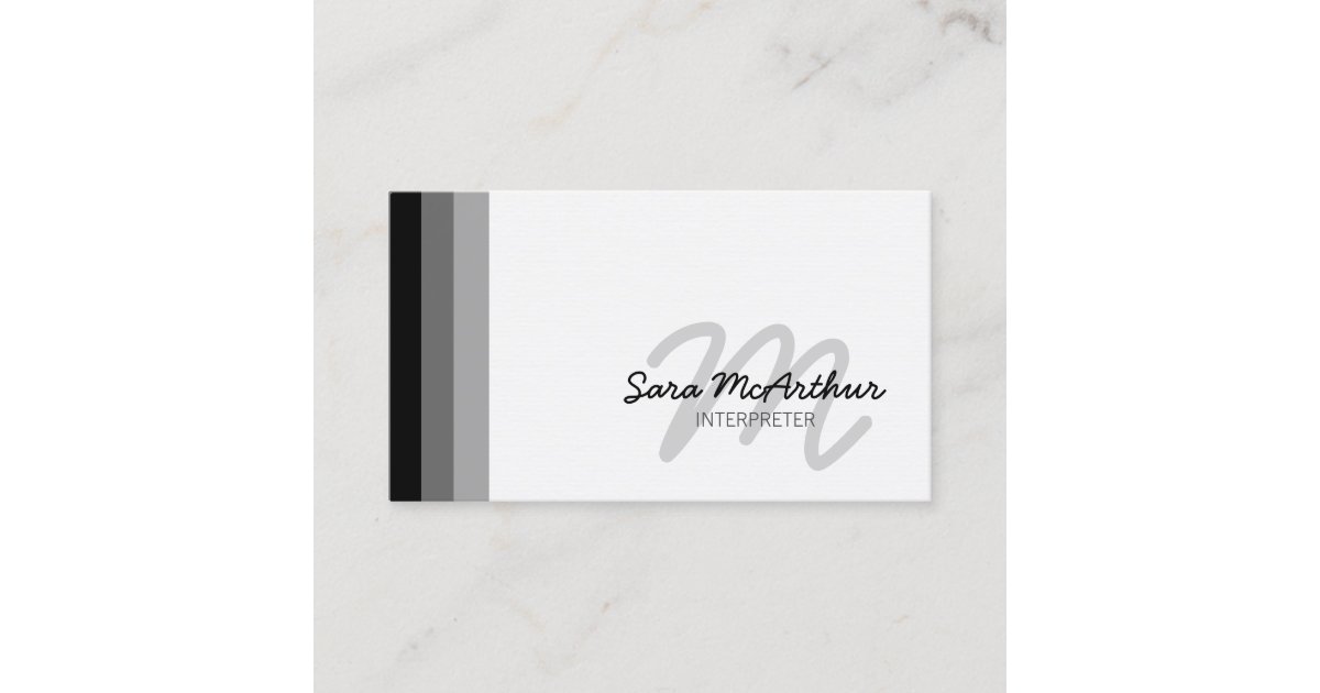 Interpreter Special SkillsServices CursiveMonogram Business Card | Zazzle