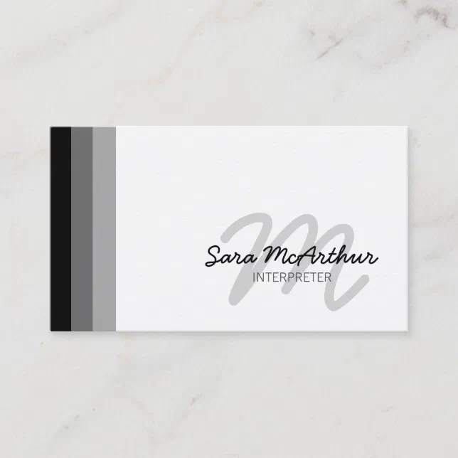 Interpreter Special SkillsServices CursiveMonogram Business Card | Zazzle