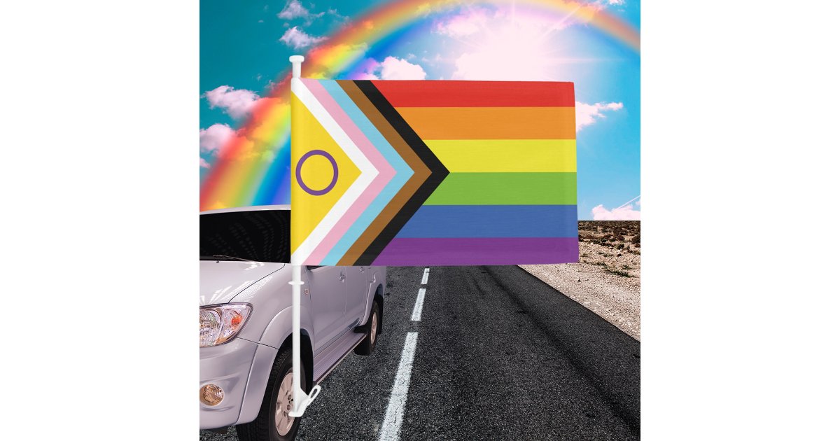 Intersex-Inclusive Progress Pride Car Flag | Zazzle