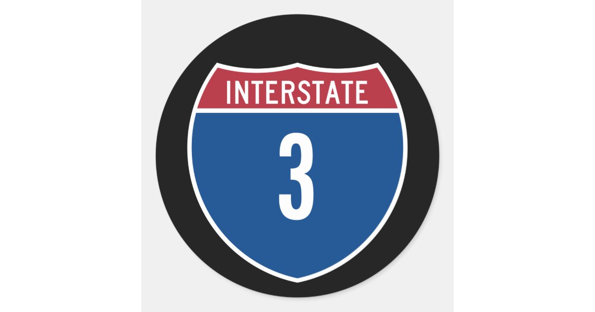 Interstate 3 classic round sticker | Zazzle