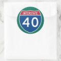 Interstate 40 (I-40) Highway Sign (pack of 6/20) Classic Round Sticker ...
