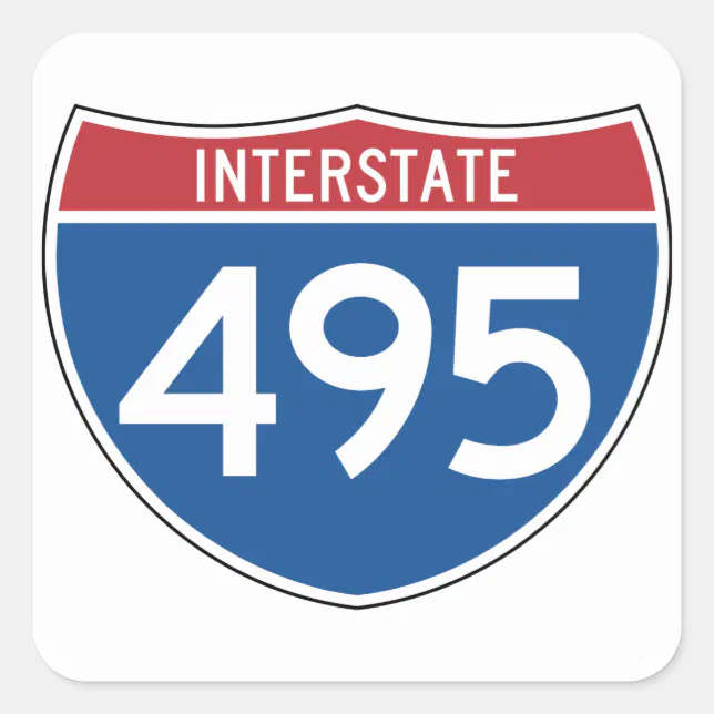 Interstate 495 Sign Square Sticker | Zazzle