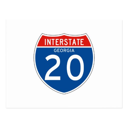 Interstate Sign 20 - Georgia Postcard | Zazzle
