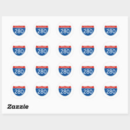 Interstate Sign 280 - California Classic Round Sticker | Zazzle
