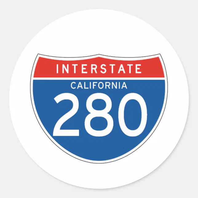 Interstate Sign 280 - California Classic Round Sticker | Zazzle