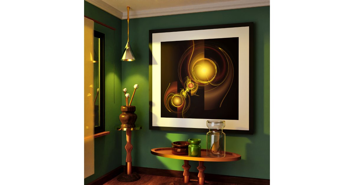 Intimate Connection Golden Energy Abstract Art Poster | Zazzle