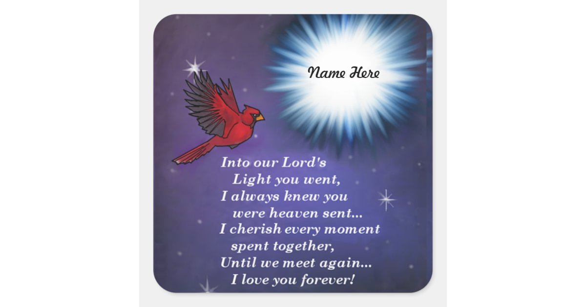 Into the light cardinal square sticker | Zazzle