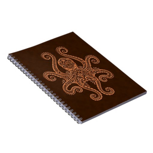 Intricate Brown Octopus Notebook | Zazzle