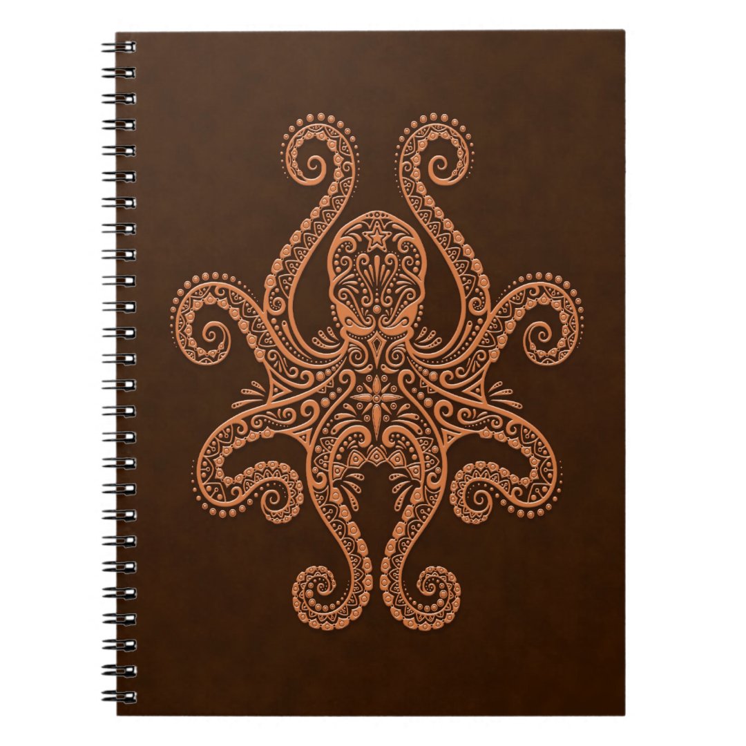 Intricate Brown Octopus Notebook | Zazzle