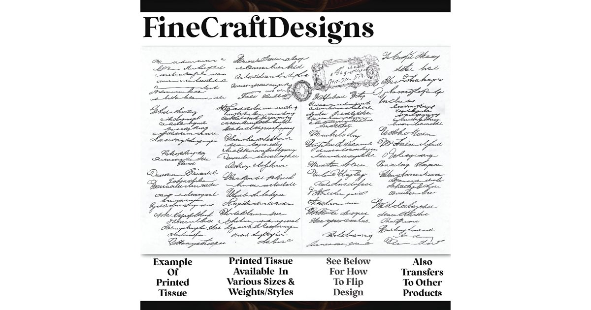 Intricate Elegant Cursive Writing AF2 Decoupage Tissue Paper | Zazzle