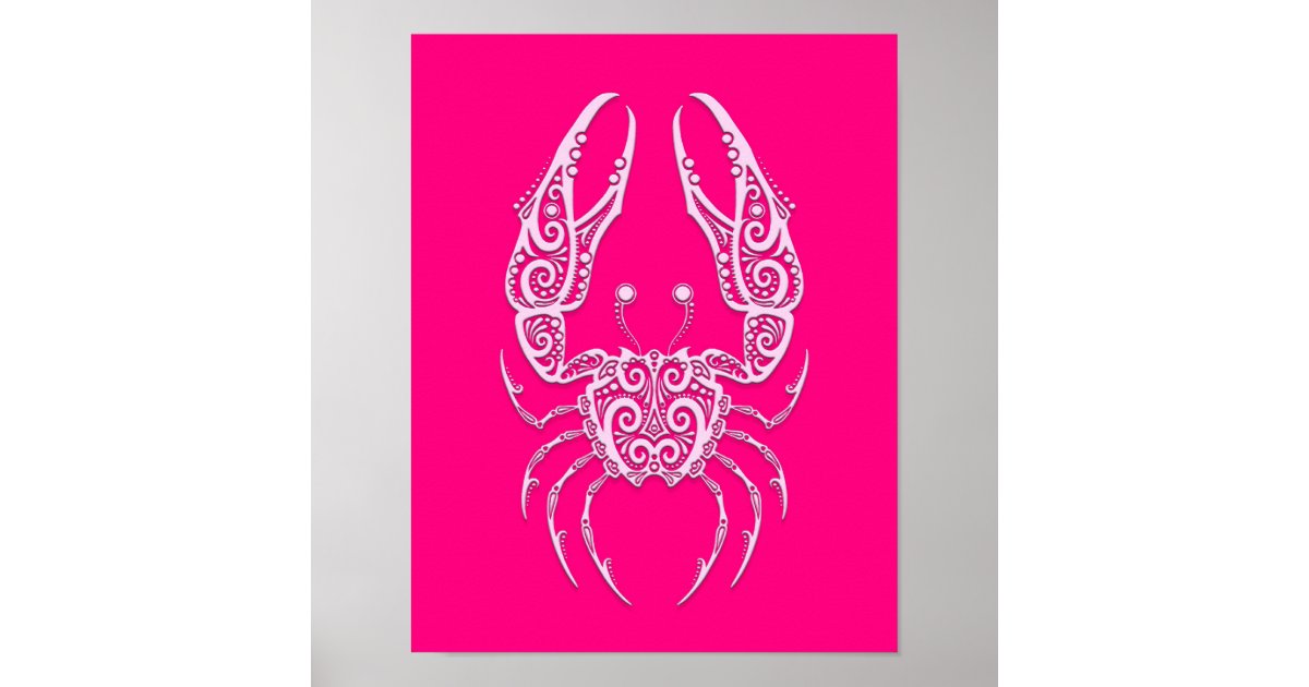 Intricate Pink Cancer Zodiac Poster | Zazzle.com