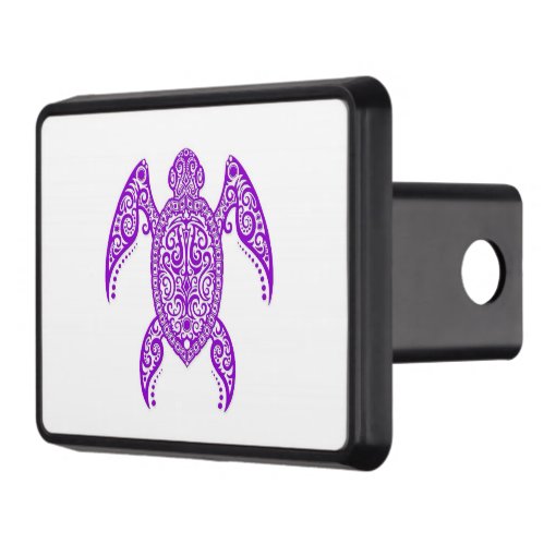 Intricate Purple Sea Turtle on White Trailer Hitch Cover | Zazzle