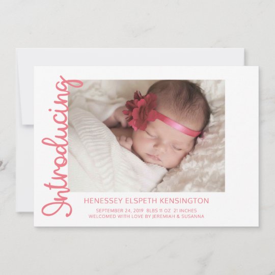 Introducing Baby Girl Photo Birth Announcement | Zazzle.com