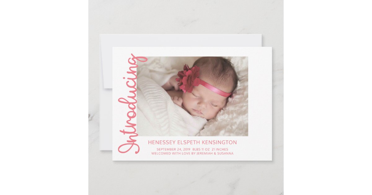 Introducing Baby Girl Photo Birth Announcement | Zazzle