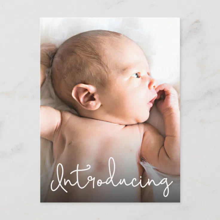 Introducing Cute Baby Photo with Birth Stat Postcard | Zazzle
