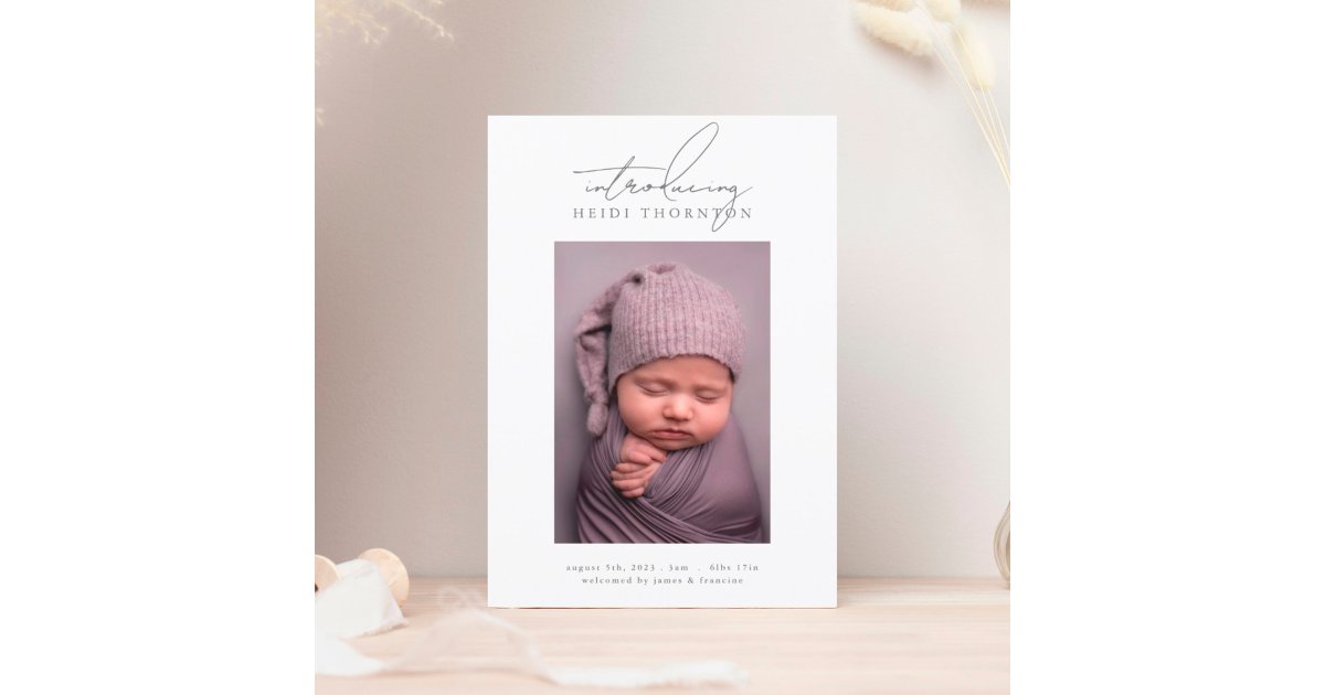 introducing frame photo baby birth announcement | Zazzle