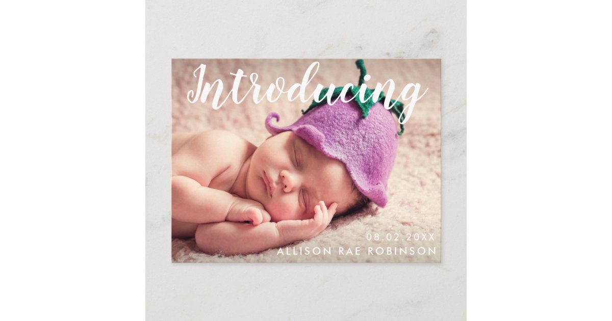 INTRODUCING | new baby announcement photo card | Zazzle