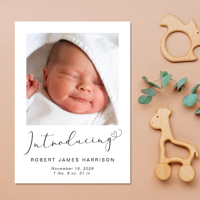 Introducing Photos Baby Birth Announcement | Zazzle