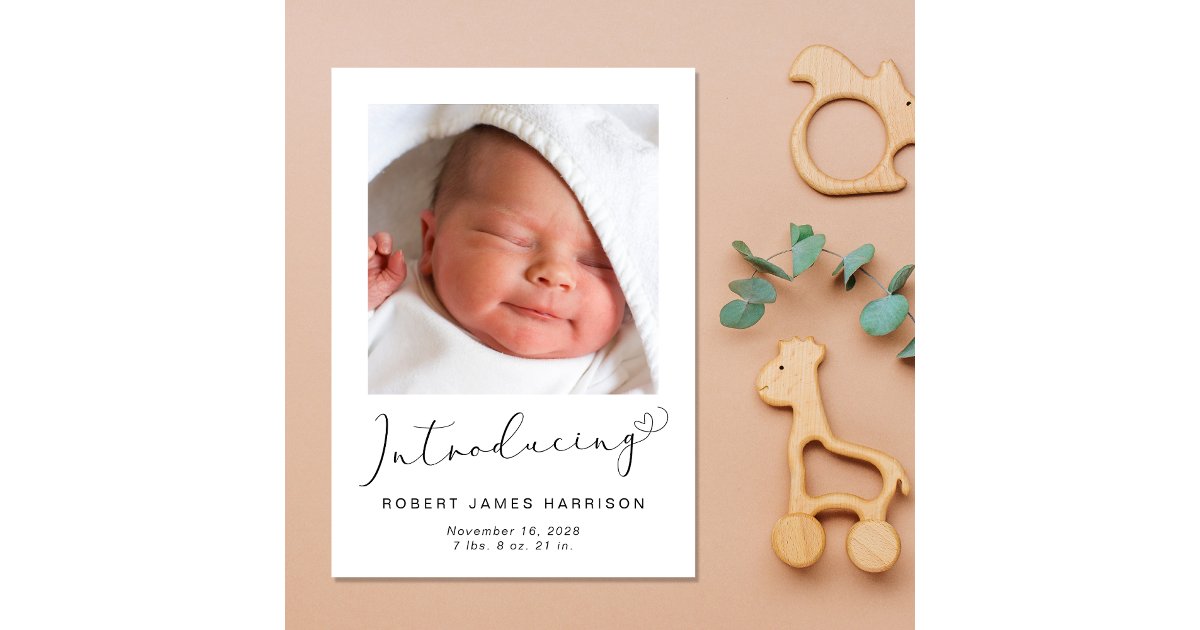 Introducing Photos Baby Birth Announcement | Zazzle