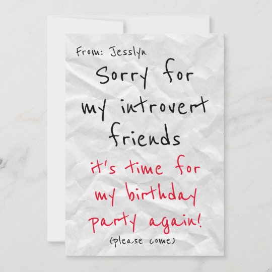 Introvert's Birthday Invitation - Funny Invitation | Zazzle.com