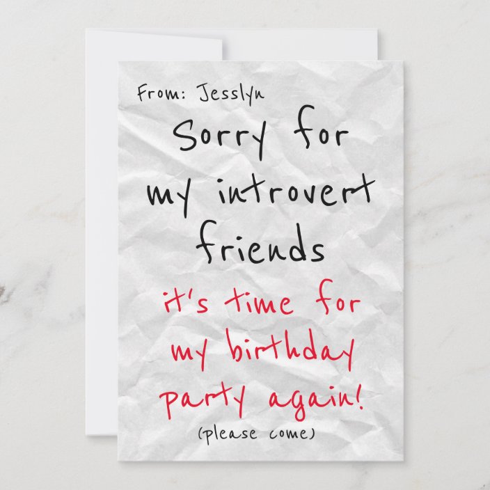 Introvert's Birthday Invitation - Funny Invitation | Zazzle.com