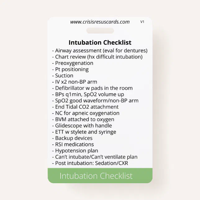 Intubation and Sedation Checklists Badge | Zazzle