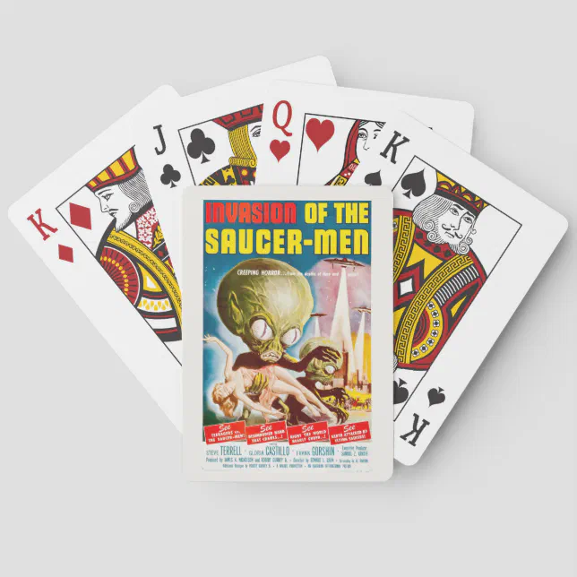 Invasion Of The Saucer-Men Classic Sci-Fi Horror Poker Cards | Zazzle
