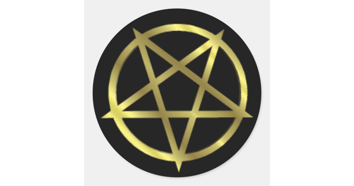 Inverted Gold Pentagram Classic Round Sticker | Zazzle