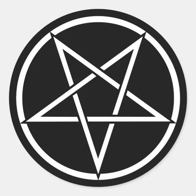 Inverted pentagram (background color customizable) classic round ...
