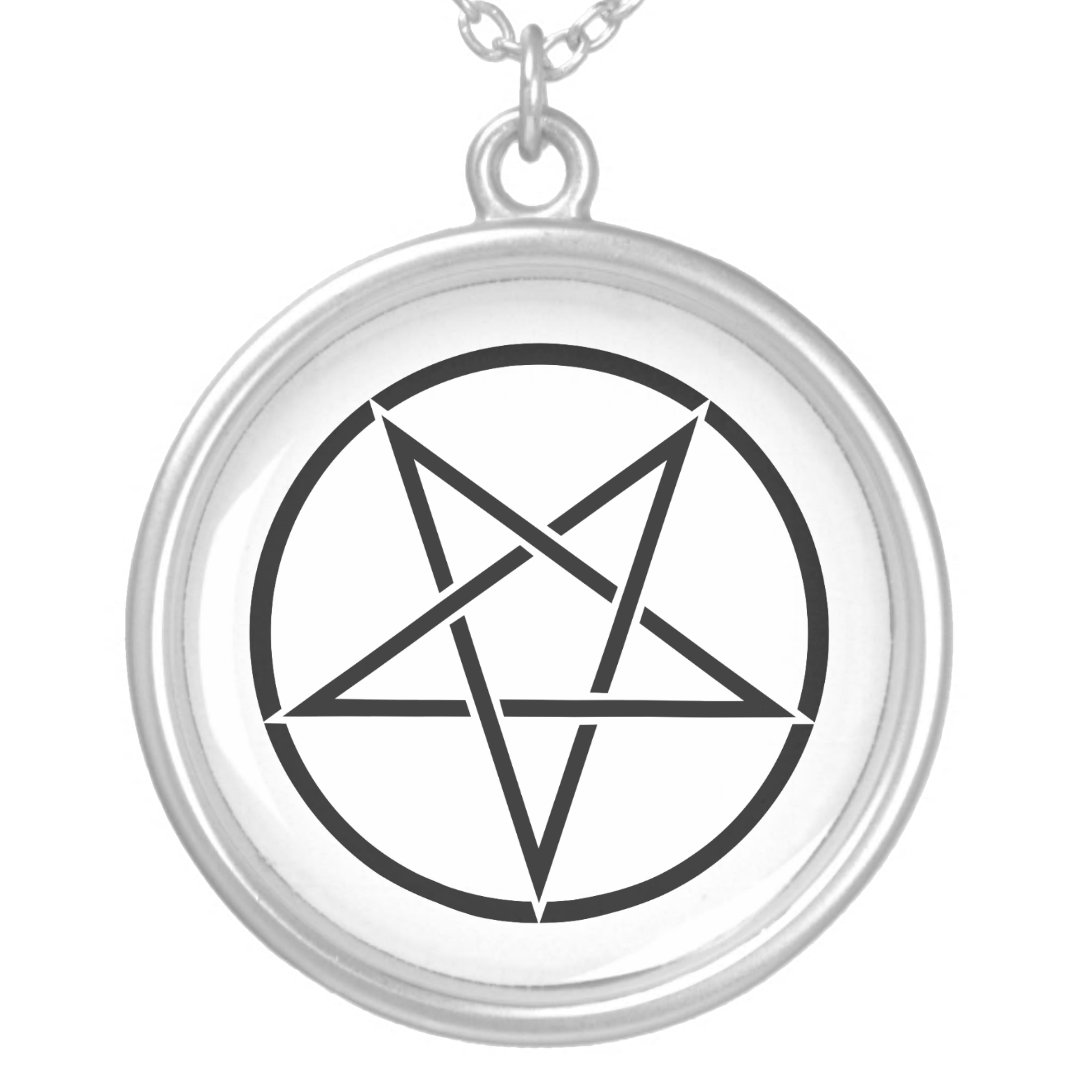Inverted pentagram (background color customizable) silver plated ...