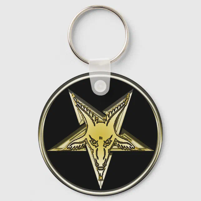 Inverted Pentagram with Golden Goat Head Keychain | Zazzle