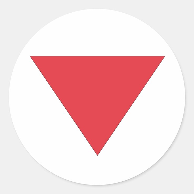 Inverted Red Triangle Classic Round Sticker | Zazzle