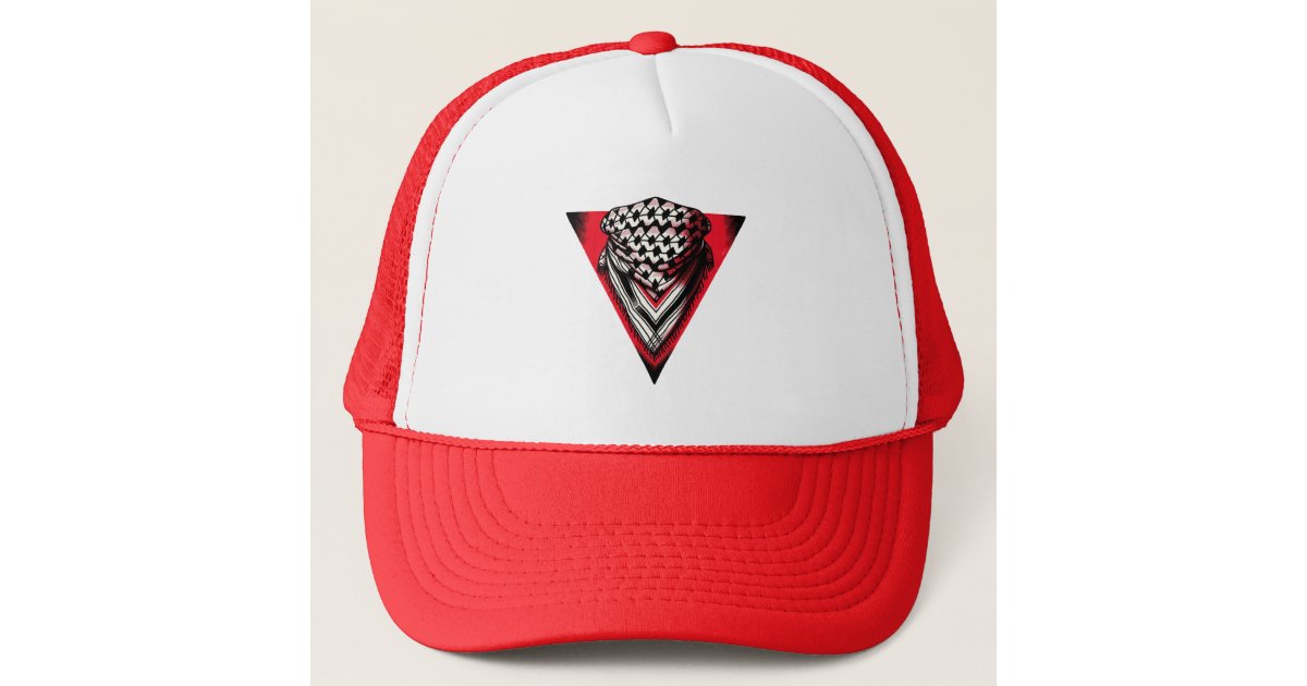 Inverted Red Triangle keffiyeh Trucker Hat | Zazzle