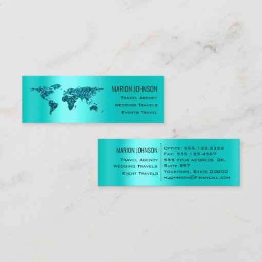 Investments Finance Traveling Blog World Map Mint Mini Business Card ...