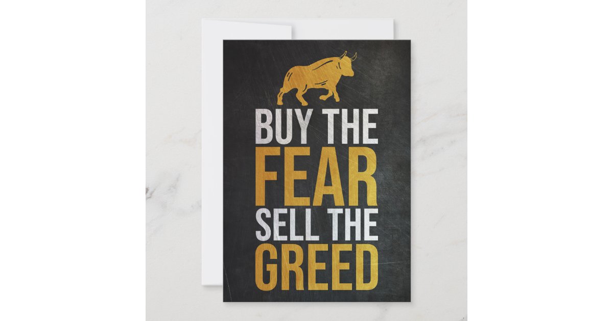 Investor Buy Fear Sell Greed Trader Invitation | Zazzle