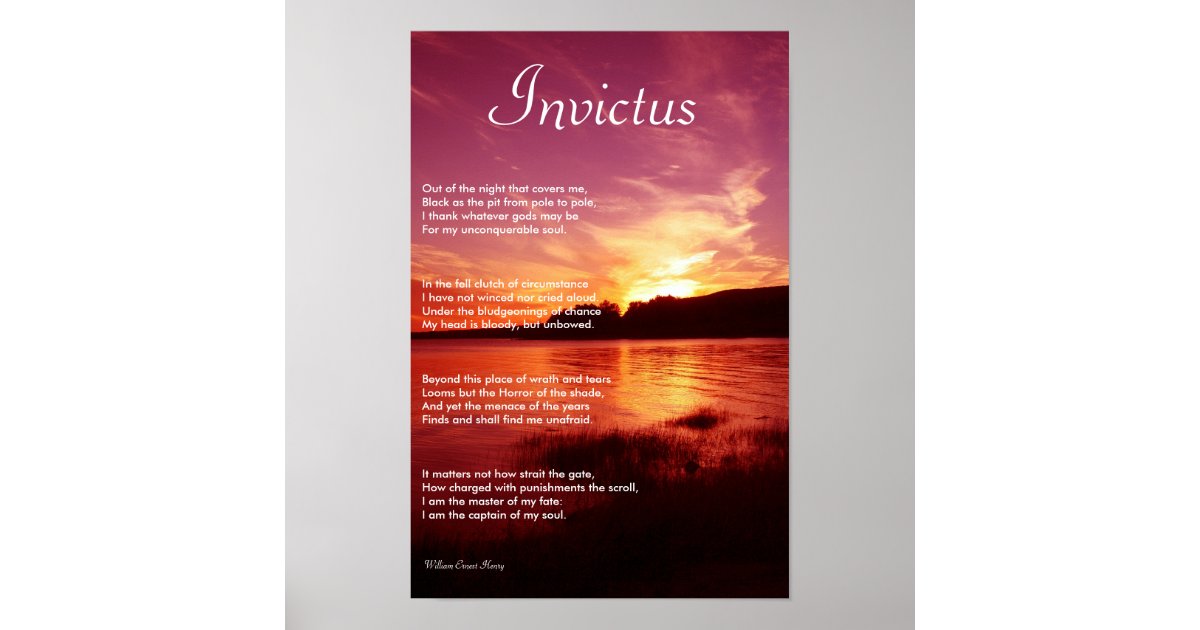 Invictus ~ Inspirational Poem Poster | Zazzle