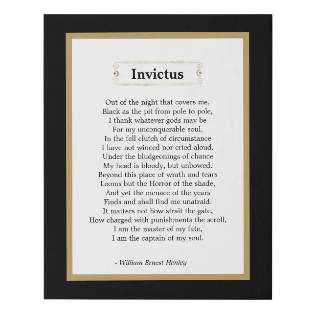 Invictus Poem Faux Canvas Print | Zazzle