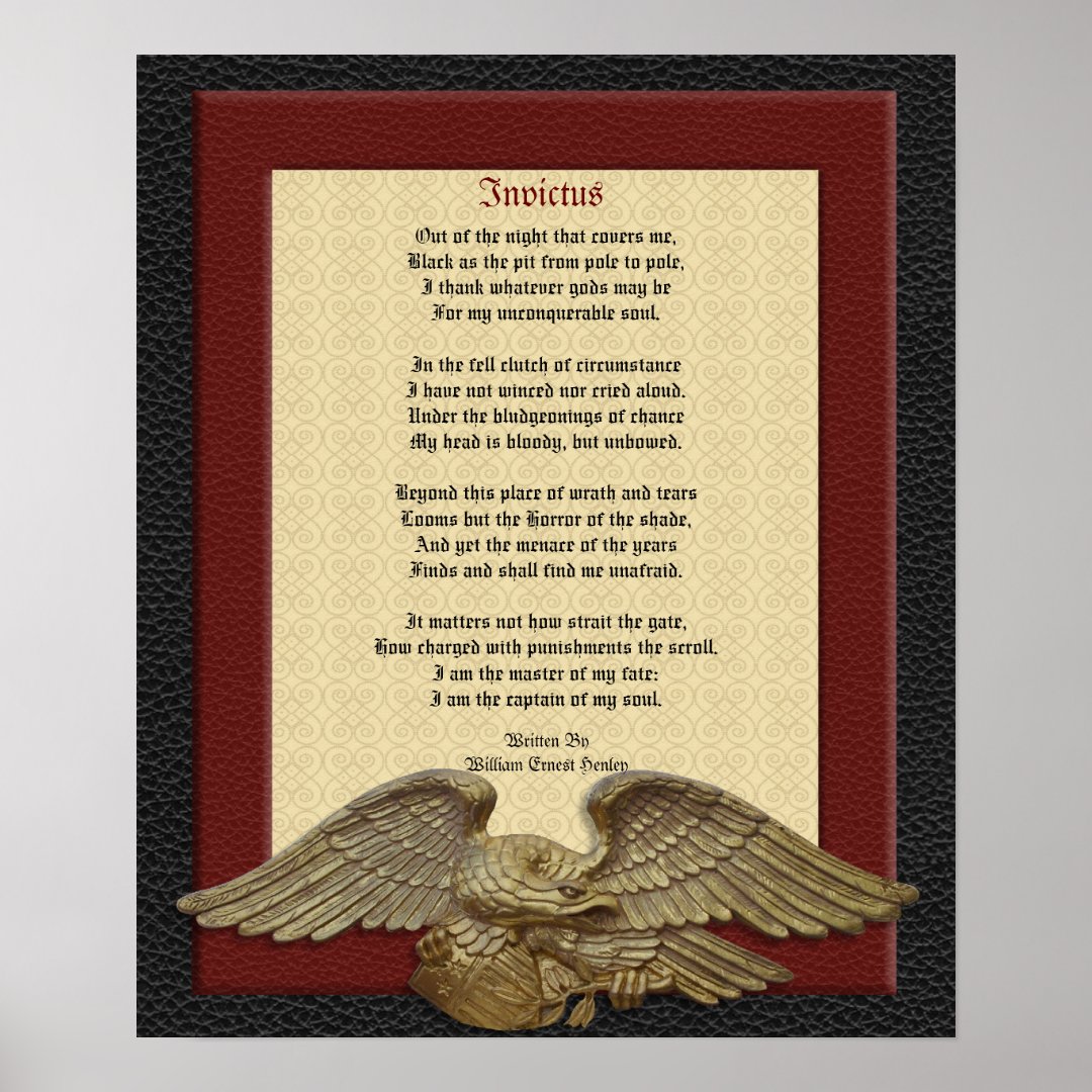 Invictus, poem leather with eagle poster | Zazzle