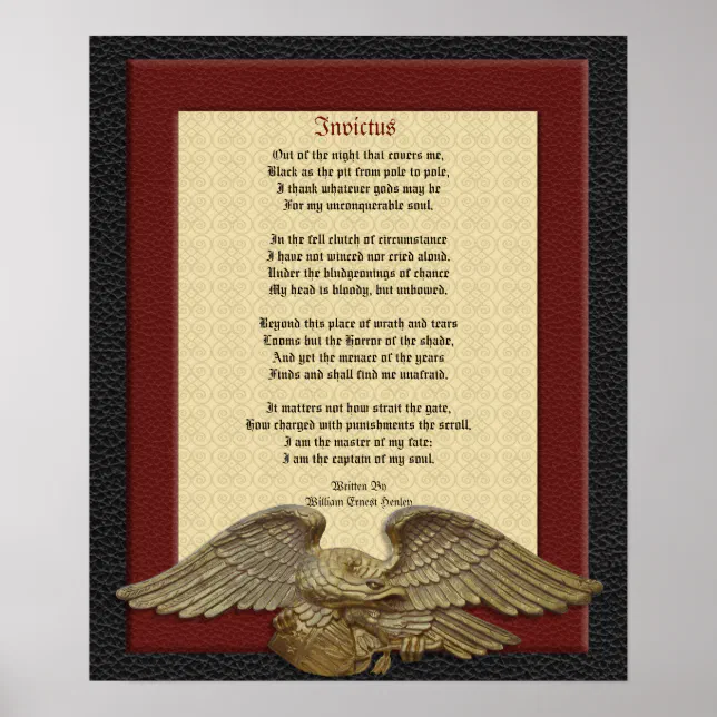 Invictus, poem leather with eagle poster | Zazzle